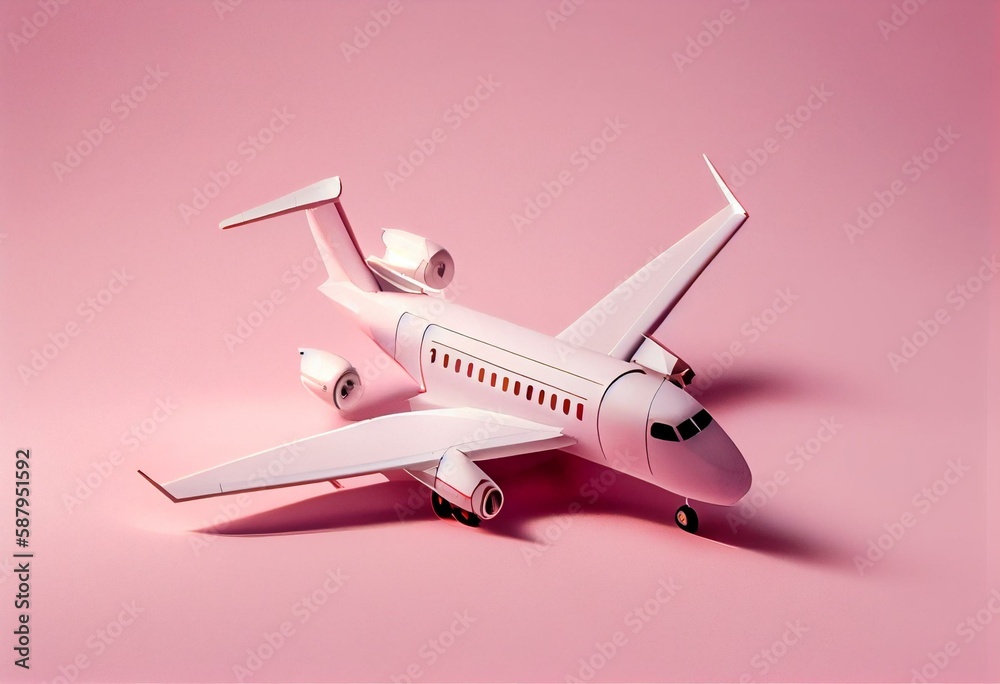 Color plane model on pastel pink color background with copy space ...