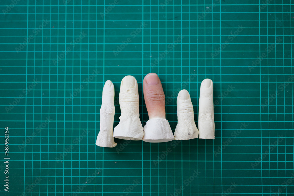 Parts Of Artificial Silicone Fingers Prosthetic In Prosthetic Workshop