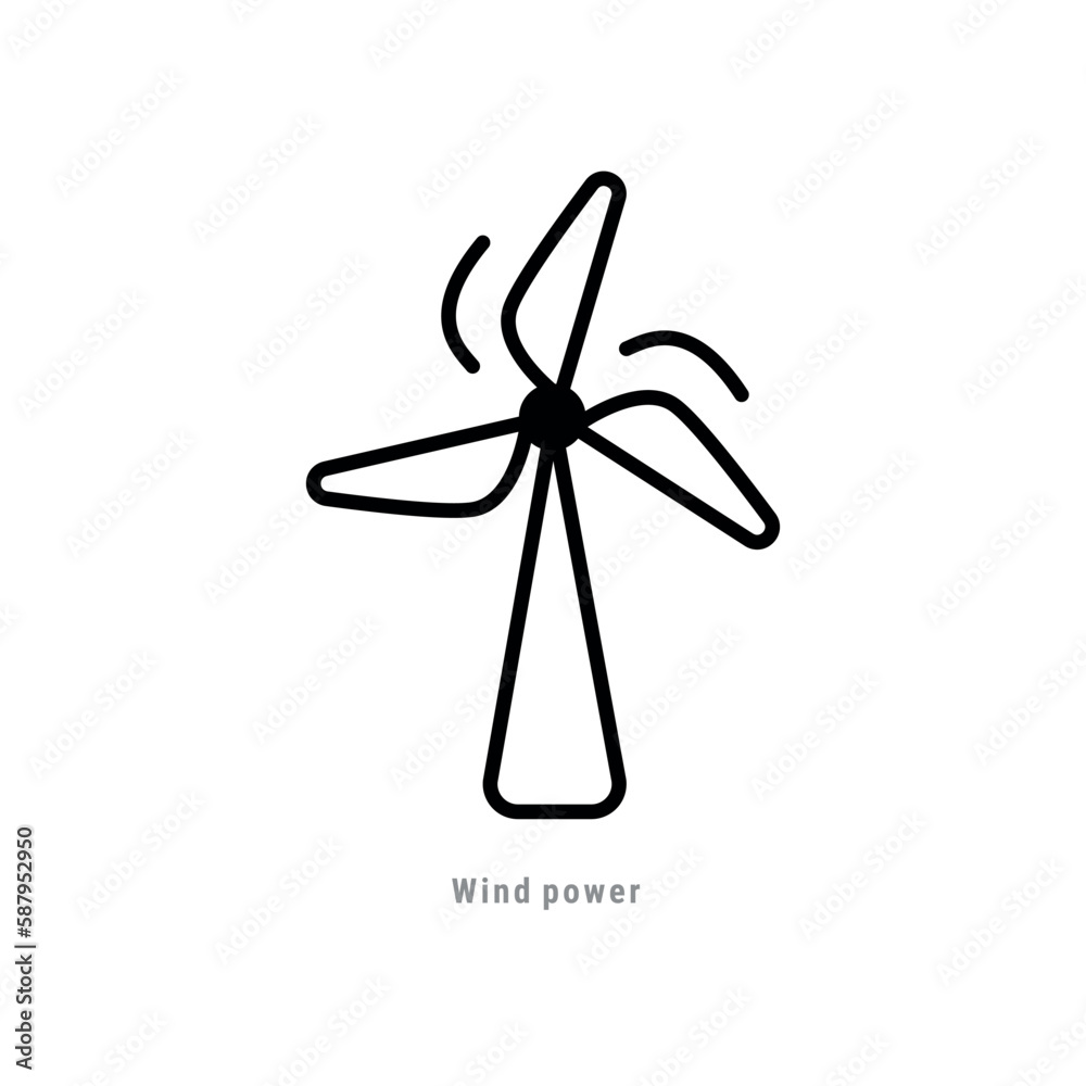 Wind power icon. Green energy. Ecology concept. Doodle wind power plant ...