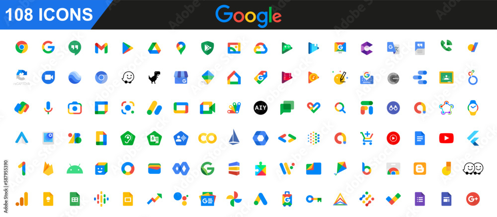 Vetor de Google icons set.Google apps logo.Popular social network logo ...