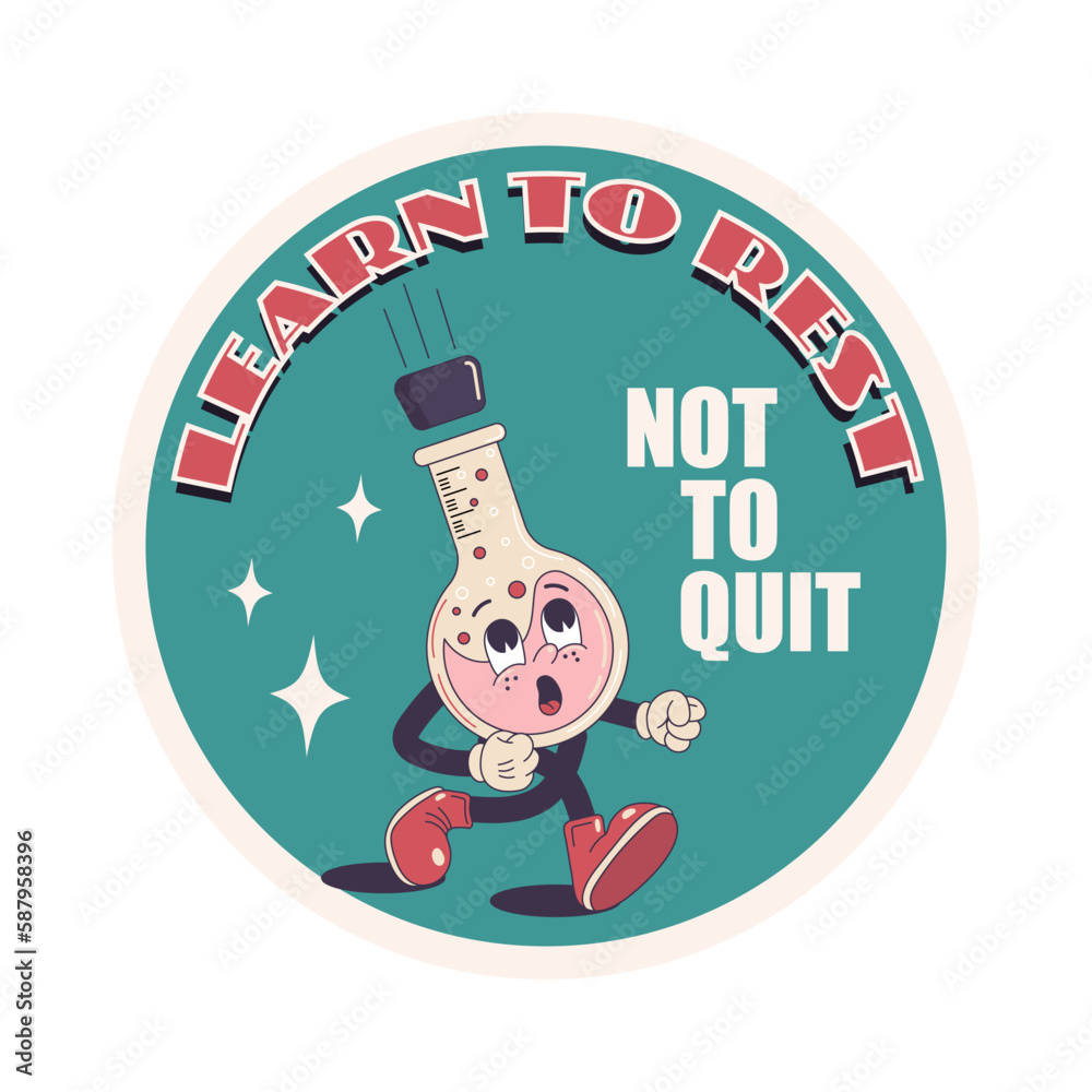 Health care stickers with slogans about taking care,learn to rest ...