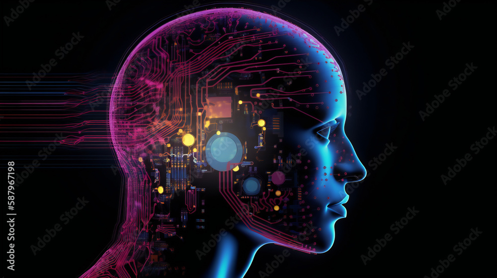 Head with code. Artificial Inteligence mind, technology and innovation ...