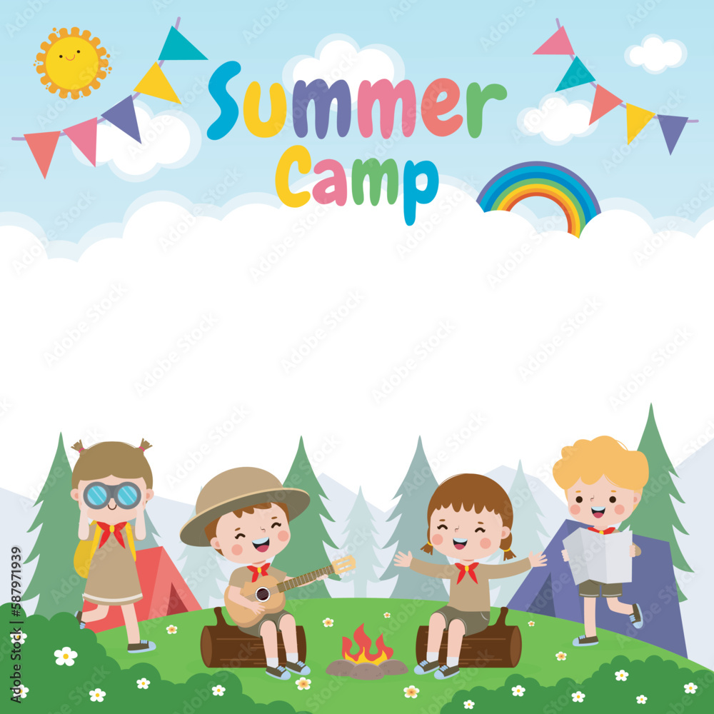kids summer camp background education Banner Template for advertising ...