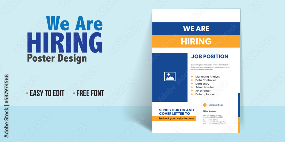 Hiring Poster Project Editable now hiring poster Recruitment A4 poster ...