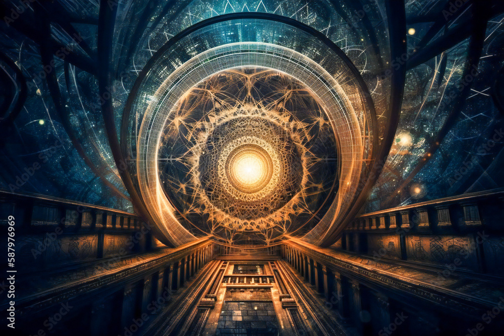 Fantasy big hall in heaven or in a spiritual dimension. Deep spiritual ...