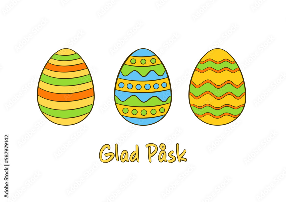 Easter greeting card. Happy Easter vector lettering in Swedish (Glad ...