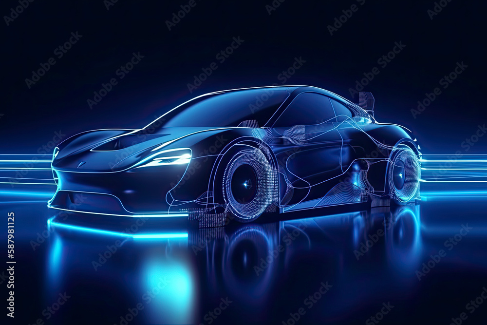 Abstract speed electric cars In the illustration, electric cars are ...