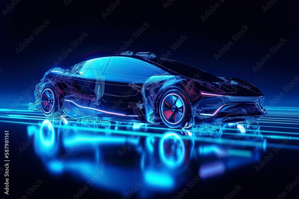 Abstract speed electric cars In the illustration, electric cars are ...
