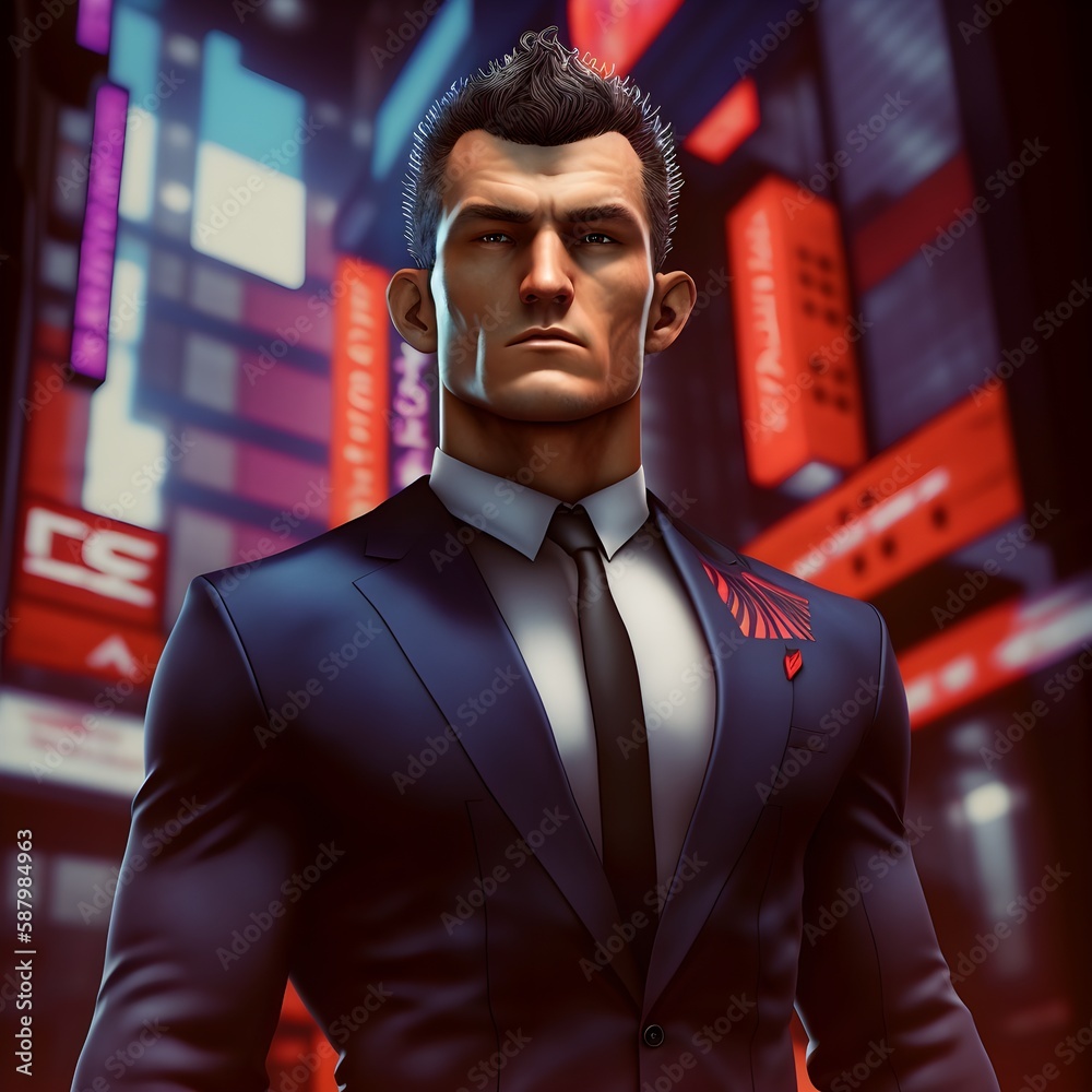 wearing a black suit cinematic still shot from Akira ray tracing high ...