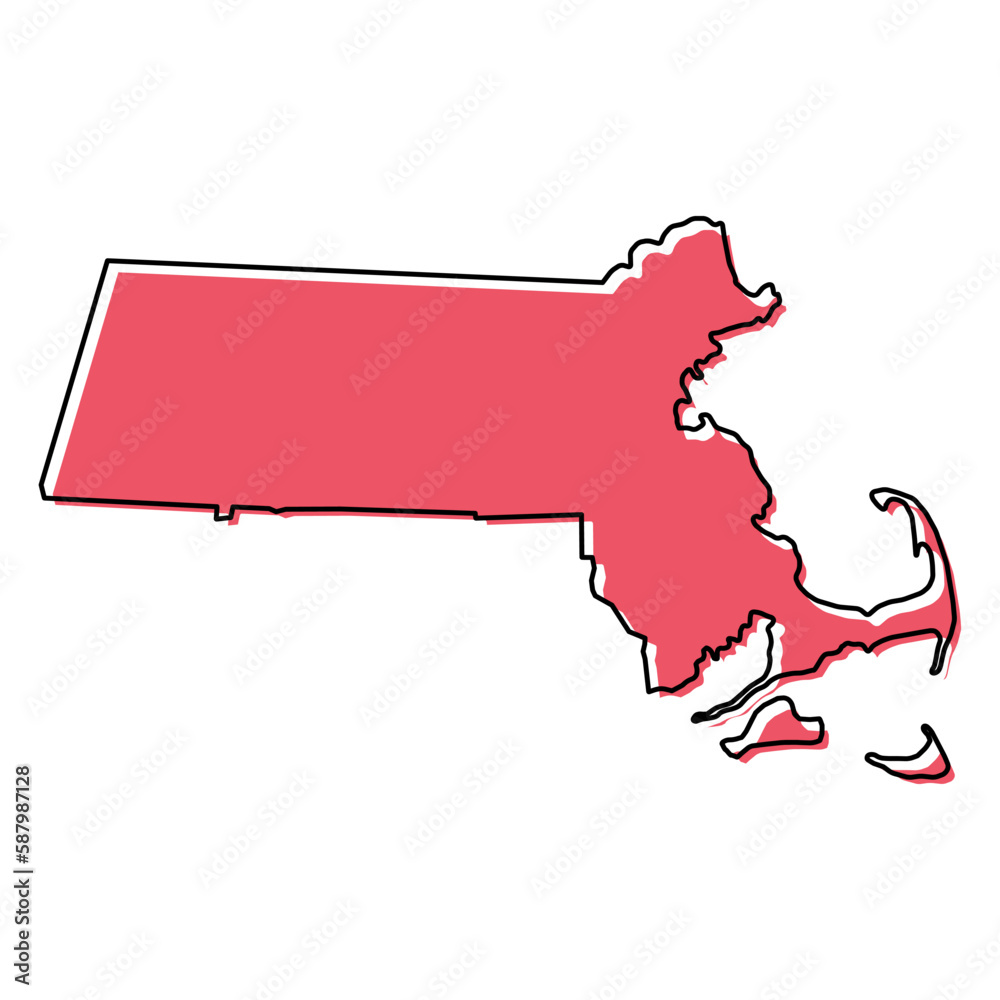 Massachusetts map shape, united states of america. Flat concept icon ...