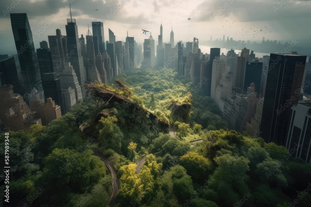 Nature reconquers a big city created with generative AI technology ...