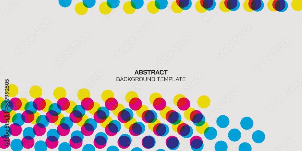 Transparency dots primary colors on light grey background. Abstract ...