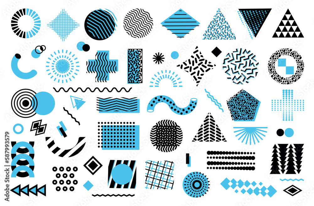 Shape design elements. Graphic geometric abstract lines and circles in ...