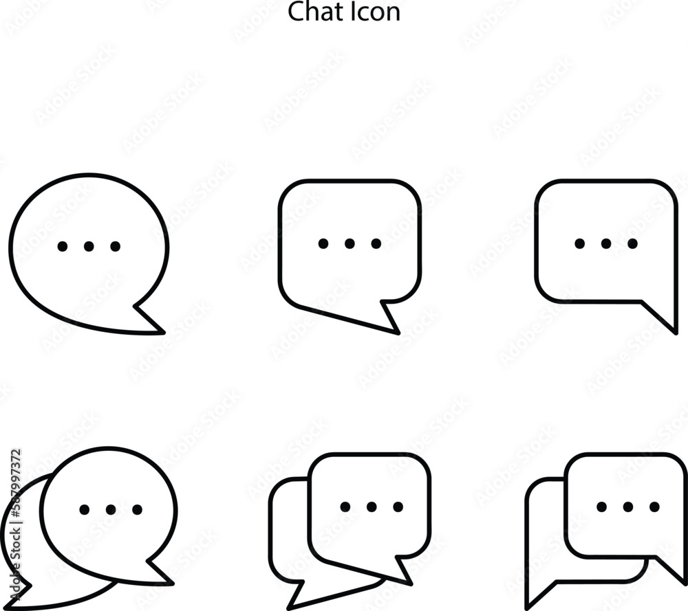 chat icon, icon set of chat isolared on white background, outline chat ...
