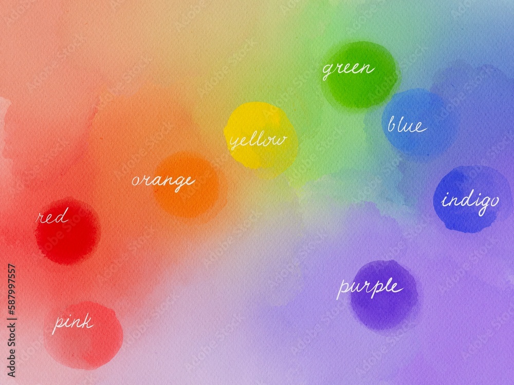 Tender rainbow colors watercolor blob, wash technique. Bright rainbow ...