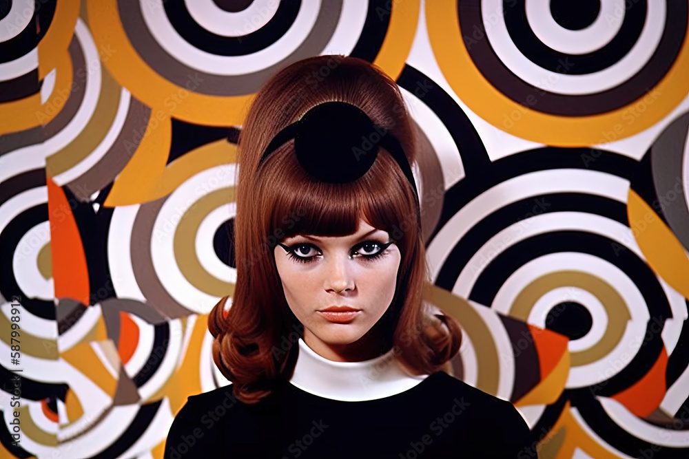 1960's inspired op-art portrait of a woman created with Generative AI ...