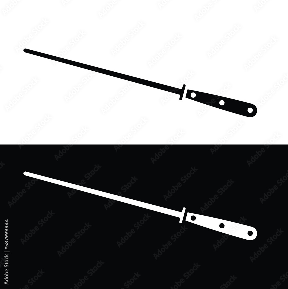 Honing rob flat silhouette icon vector. Collection of black and white ...