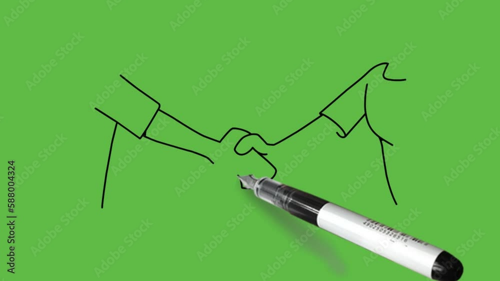 Draw close view of handshake image of male and female person with black ...