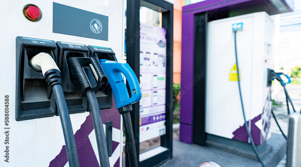 Electric car charging station. Electric vehicle charger. Charging point ...
