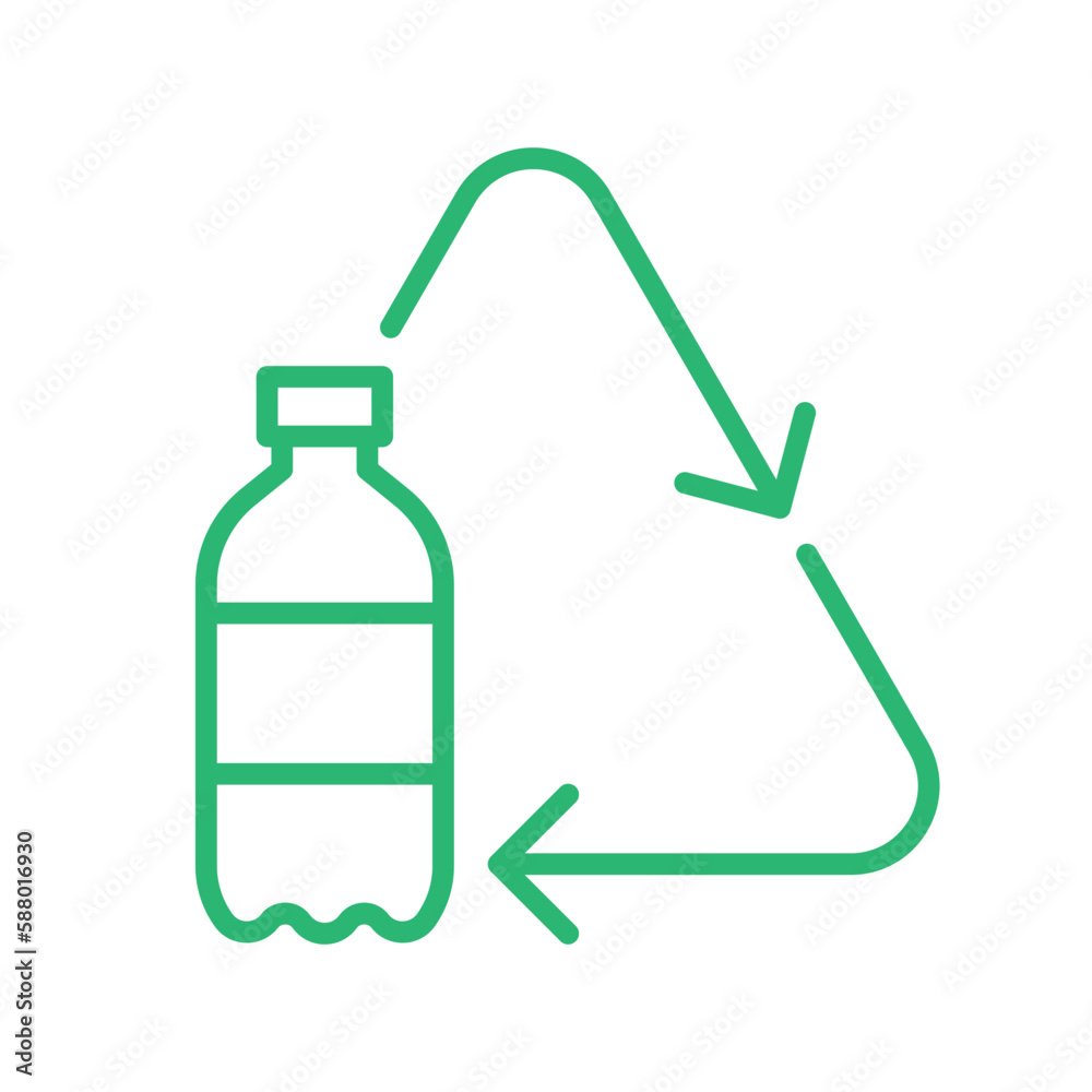 Recycle plastic logo icon, Arrows pet bottle shape recycling sign ...