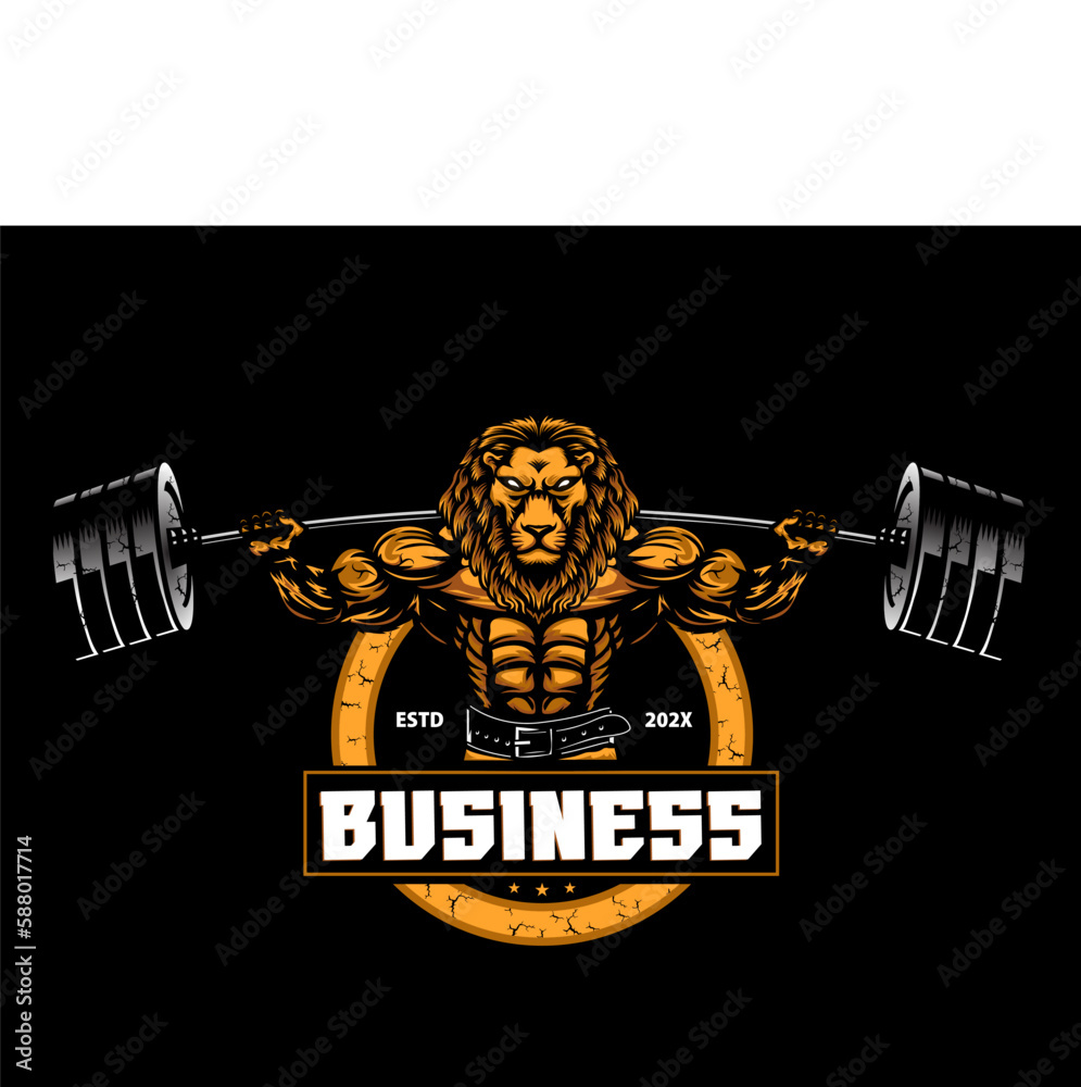 Muscle LION GYM Stock Vector | Adobe Stock