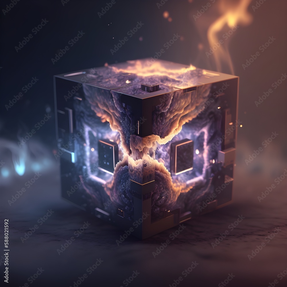 un univers 3D ou tu navigues a linterieur dun cube qui voyage lui meme ...