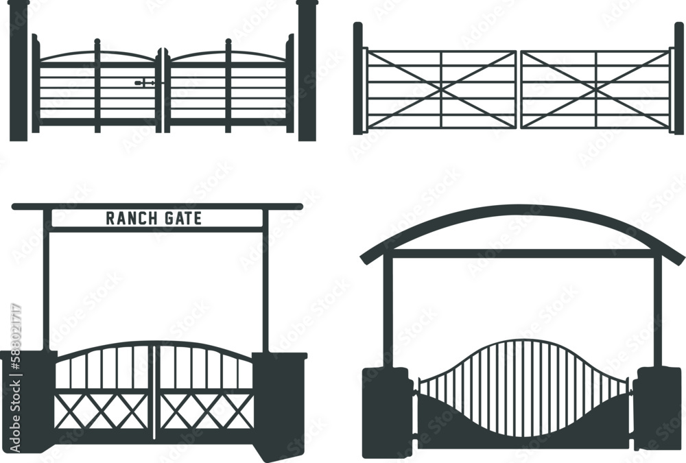 Ranch gate silhouette, Farm fence silhouette, Ranch gate SVG, Ranch ...