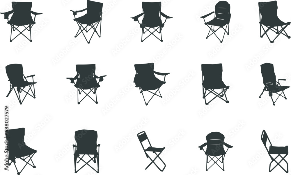 Camping chair silhouette, Camping chair SVG, Camping chair vector Stock ...