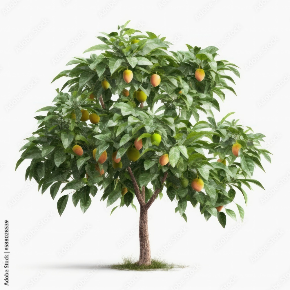 A beautiful full size mango tree isolated on white background Stock ...