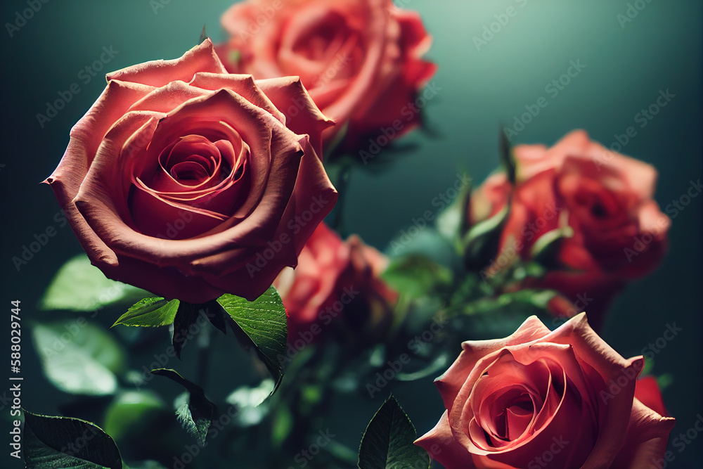 Ravishing realistic detail intricate beauty of vivid color rose bouquet ...