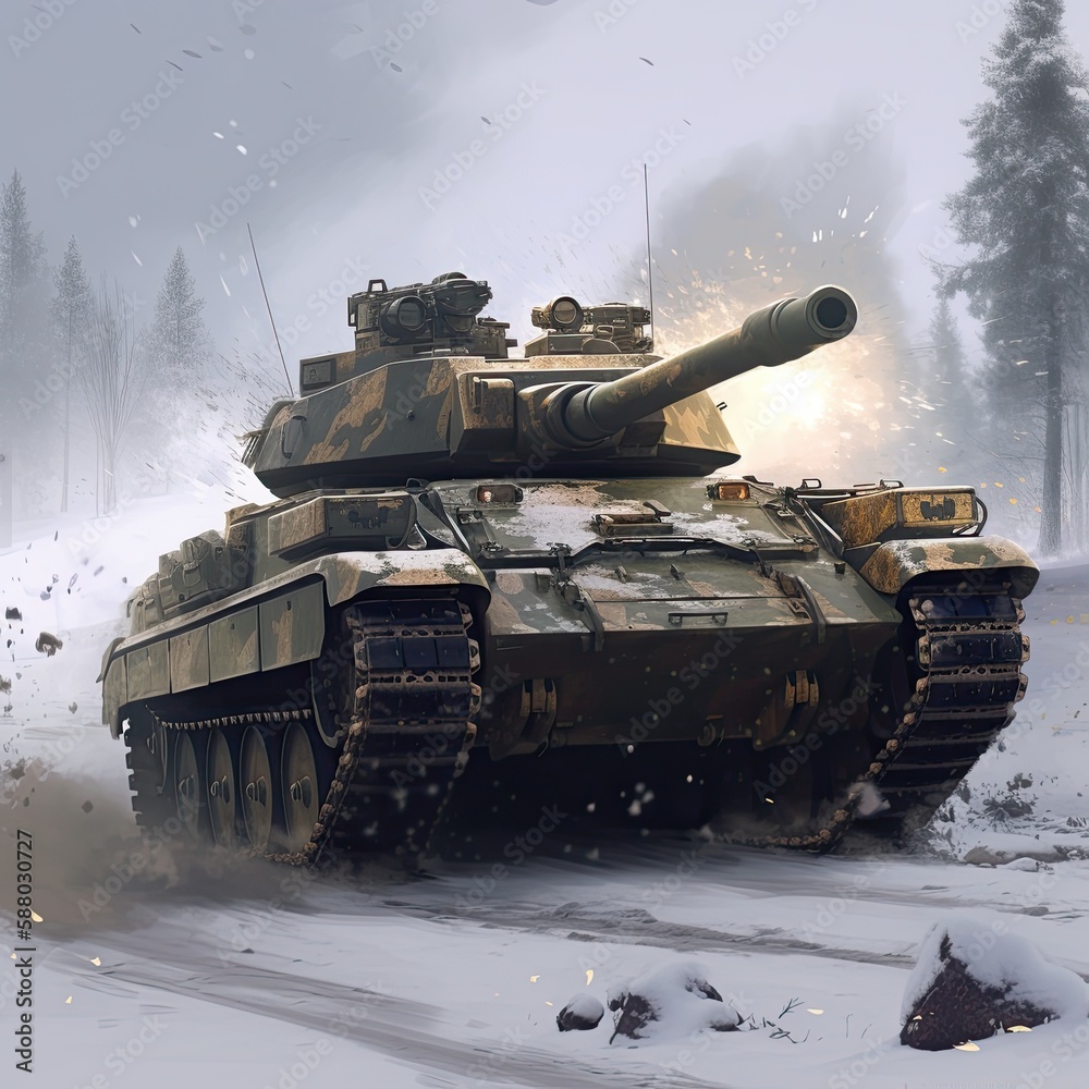 Winter Warfare: Modern Main Battle Tank Armed with Heavy Artillery ...