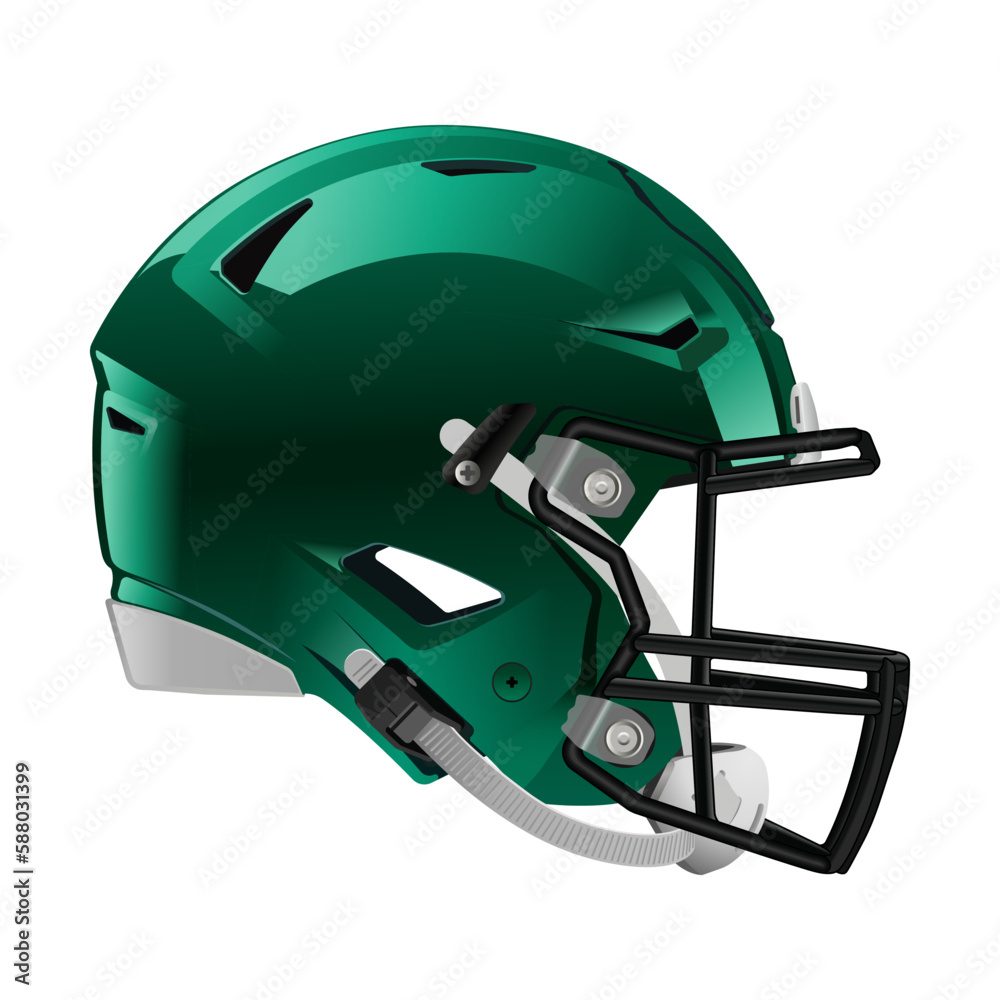 Vector realistic green helmet of the American Football team Stock ...
