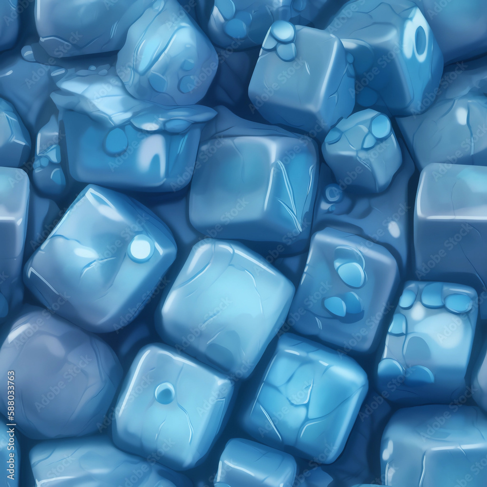 Ilustrace „A close-up of ice cubes texture seamless pattern. Ice cubes ...