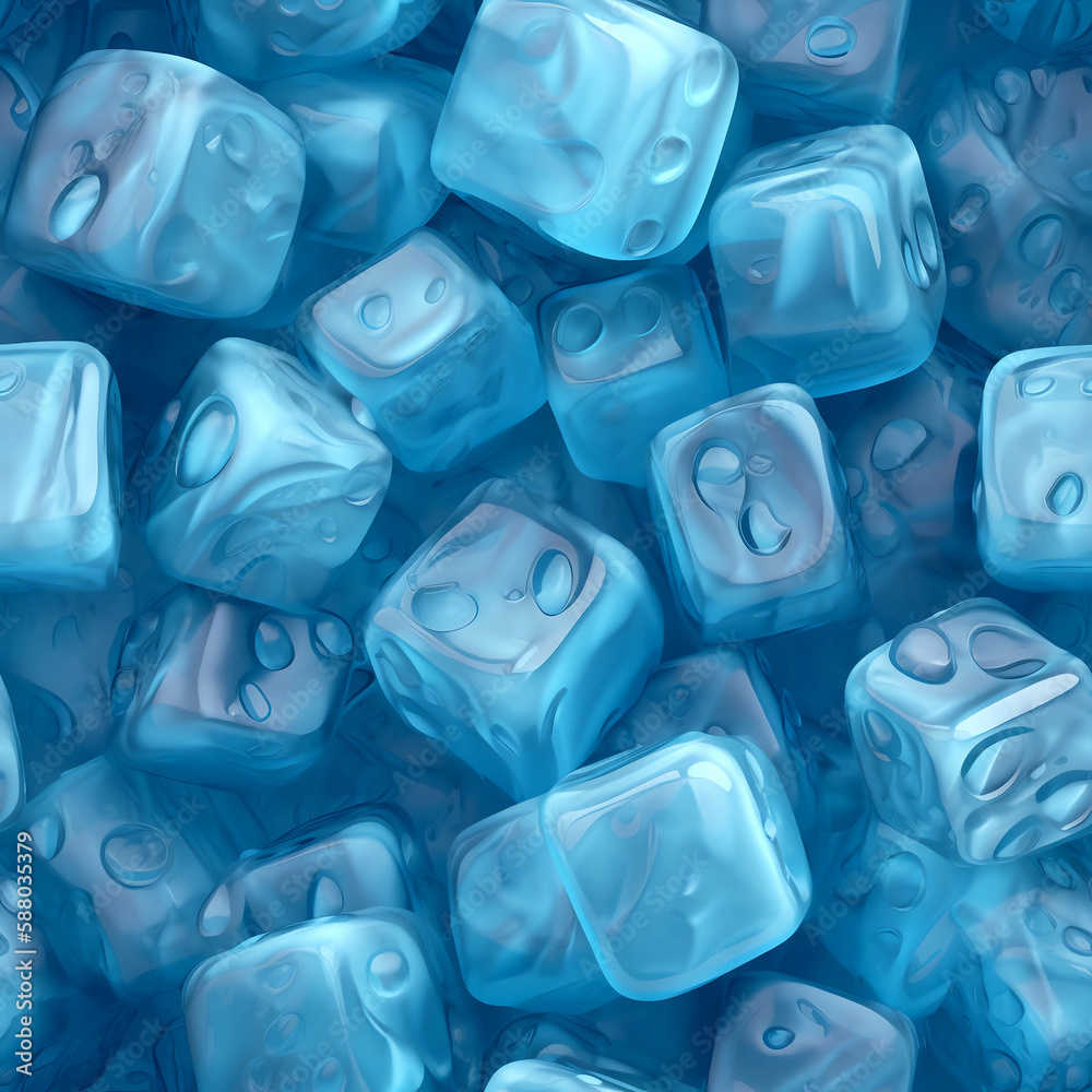 A close-up of ice cubes texture seamless pattern. Ice cubes seamless ...