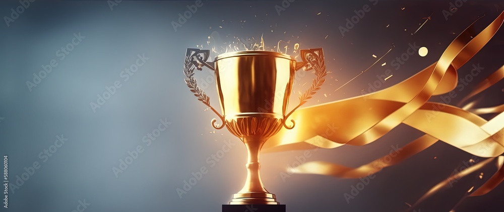 Champion golden trophy for winner background. Success and achievement ...