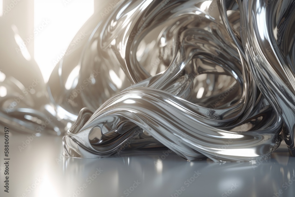 Distressed Silver Object in Twisted Waves: Smooth 3D Render for ...