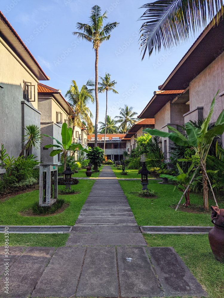 tropical resort, tropical resort hotel, trees in the garden, tropical ...