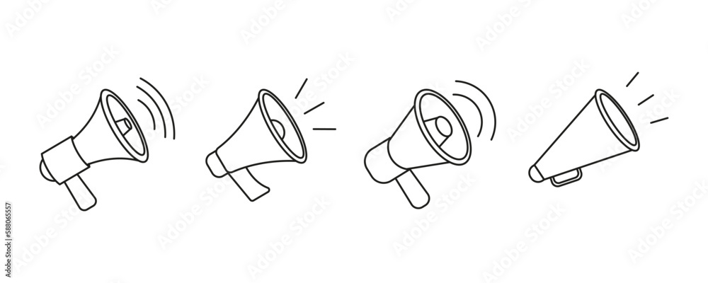 Megaphones icons set. Megaphone icon vector logo design emplate ...