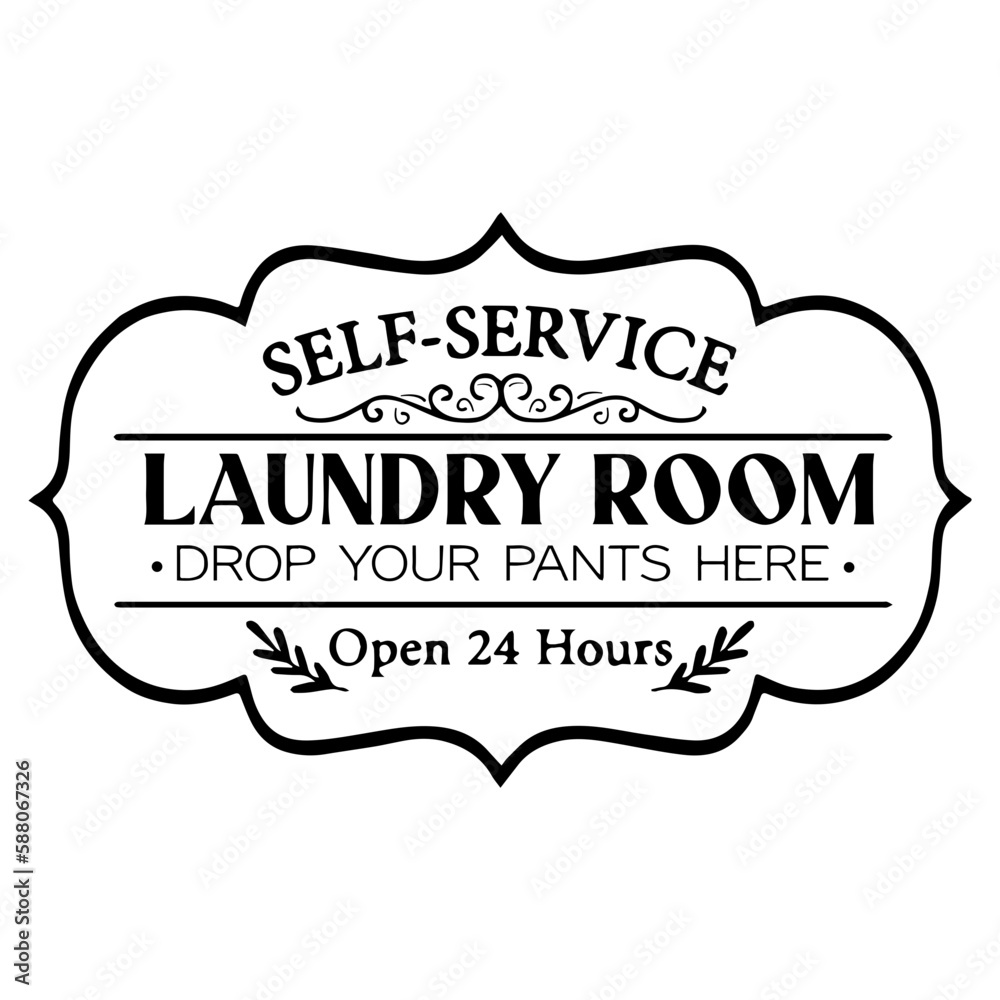 Self service Laundry Room SVG, Laundry Art SVG, Vintage Sign SVG ...