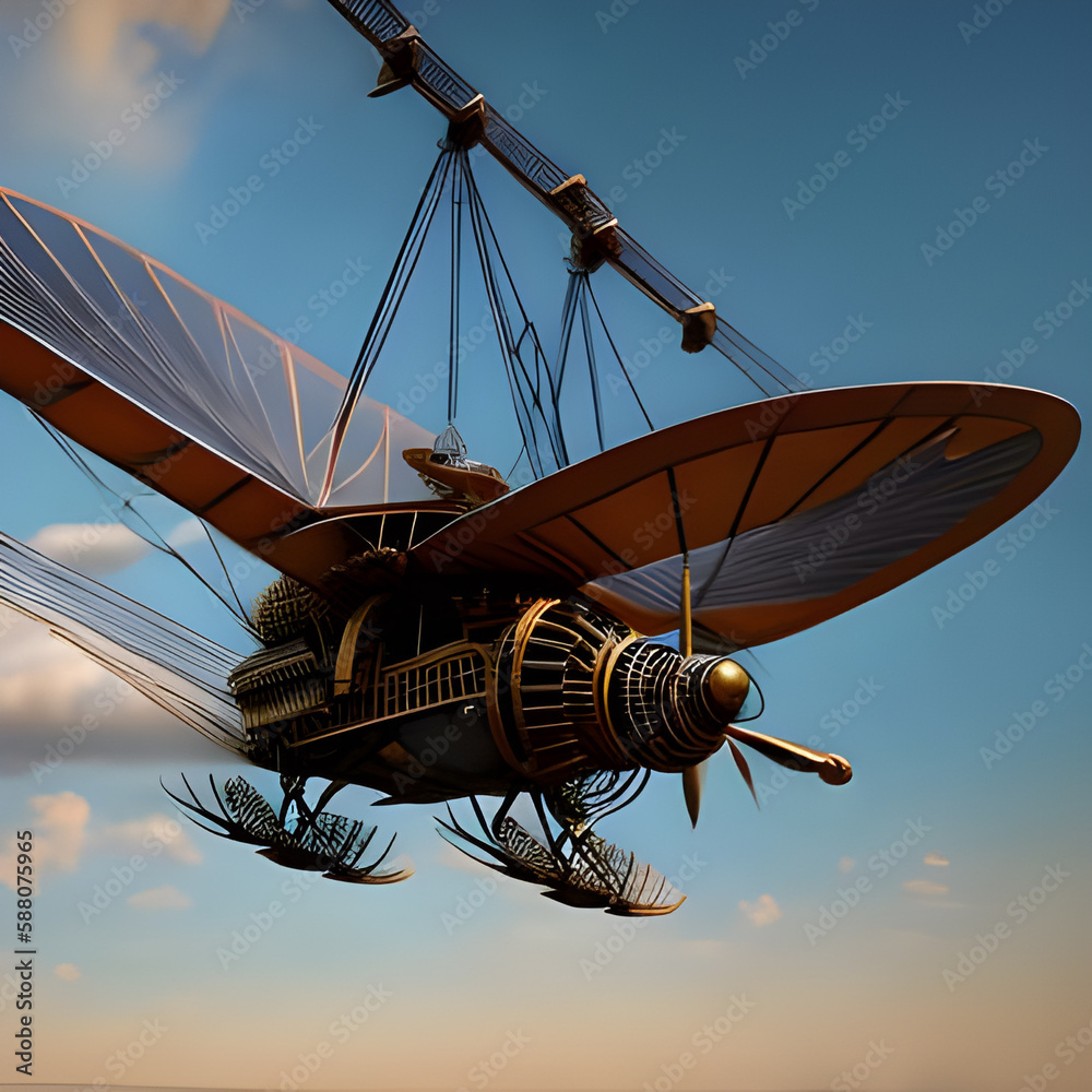 flying ornithopter version 1 created with Generative AI technology ...