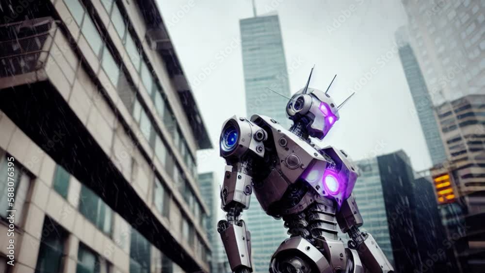 Generative Ai animation of synthwave futuristic anime cityscape with ...