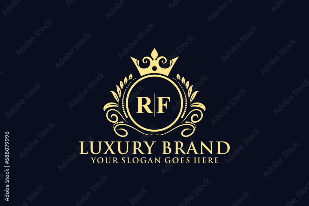 letter Initial RF elegant luxury monogram logo or badge template with ...