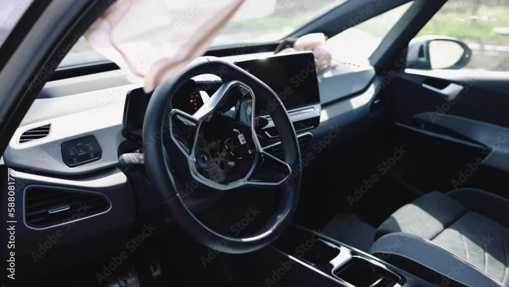 Car after an accident. Safety device in the car. Driver's airbag ...