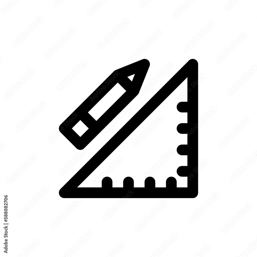 pencil and ruller icon. pencil and ruller symbol template for graphic ...