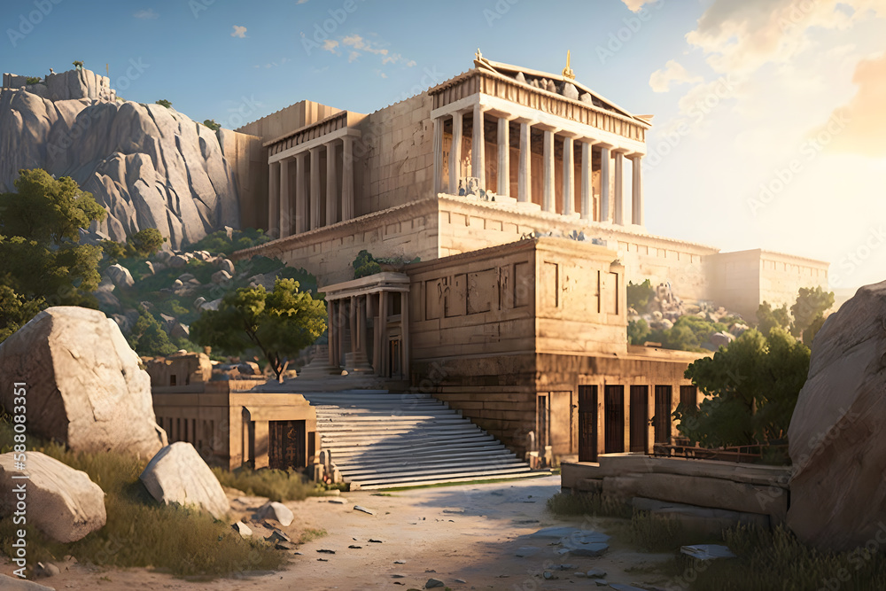 Fantasy Athens landmark Acropolis and the Odeon of Herodes Atticus ...