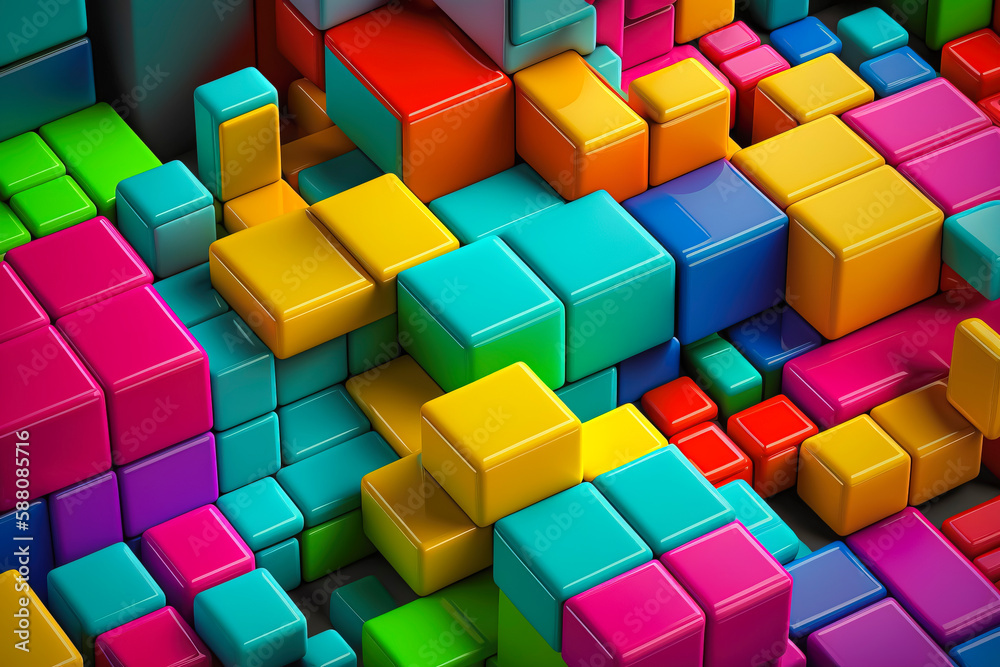 Colorful Geometric Tetris-like Shapes: A Playful Display of Abstract ...