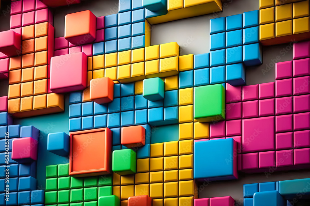 Colorful Geometric Tetris-like Shapes: A Playful Display of Abstract ...
