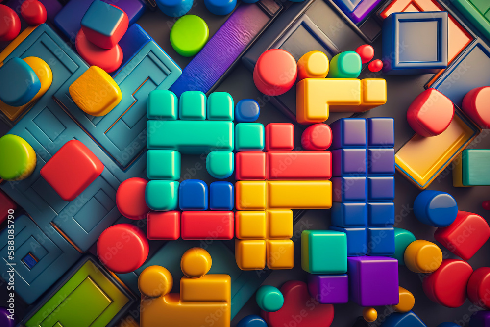 Colorful Geometric Shapes: A Playful Display of Abstract Art, created ...