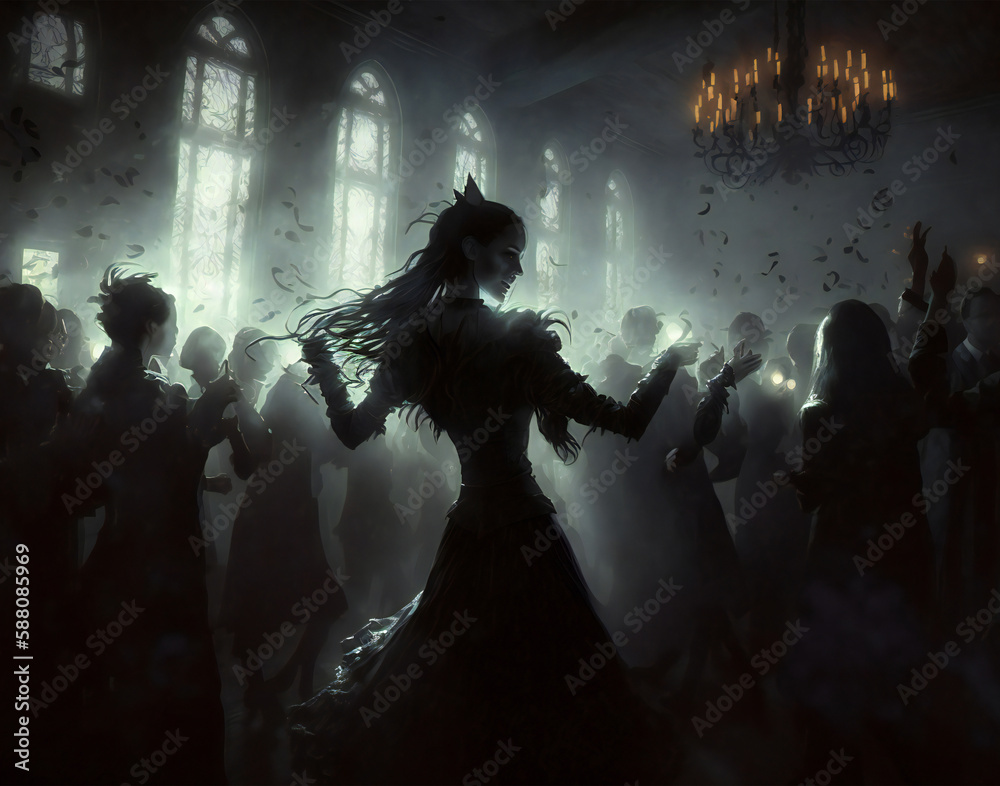 Gothic Teenage Girl Dancing at High School Dance ilustração do Stock ...