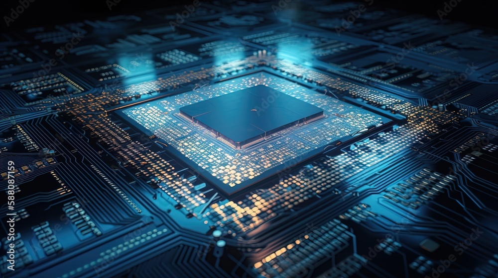 Microchip at the Heart of a Digital Data Grid in 8K created with ...